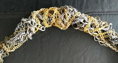 J CREW women's woven multi-colored chain necklace with larger clasp ...