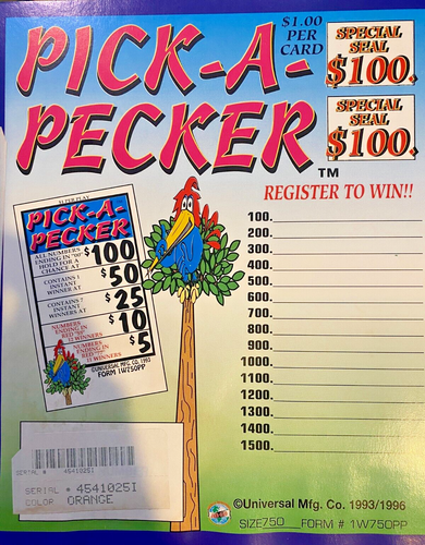 NEW Pull-Tab PICK-A-PECKER Tickets $1~ Qty 750 - Instant Tabs | eBay