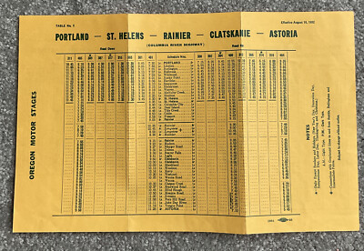 1952 Time Table Oregon Motor Stages | eBay