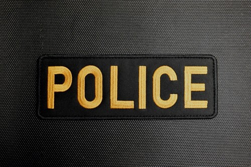8.5" X 3" Embroidered Uniform POLICE Placard Patch Black & Yellow Hook ...