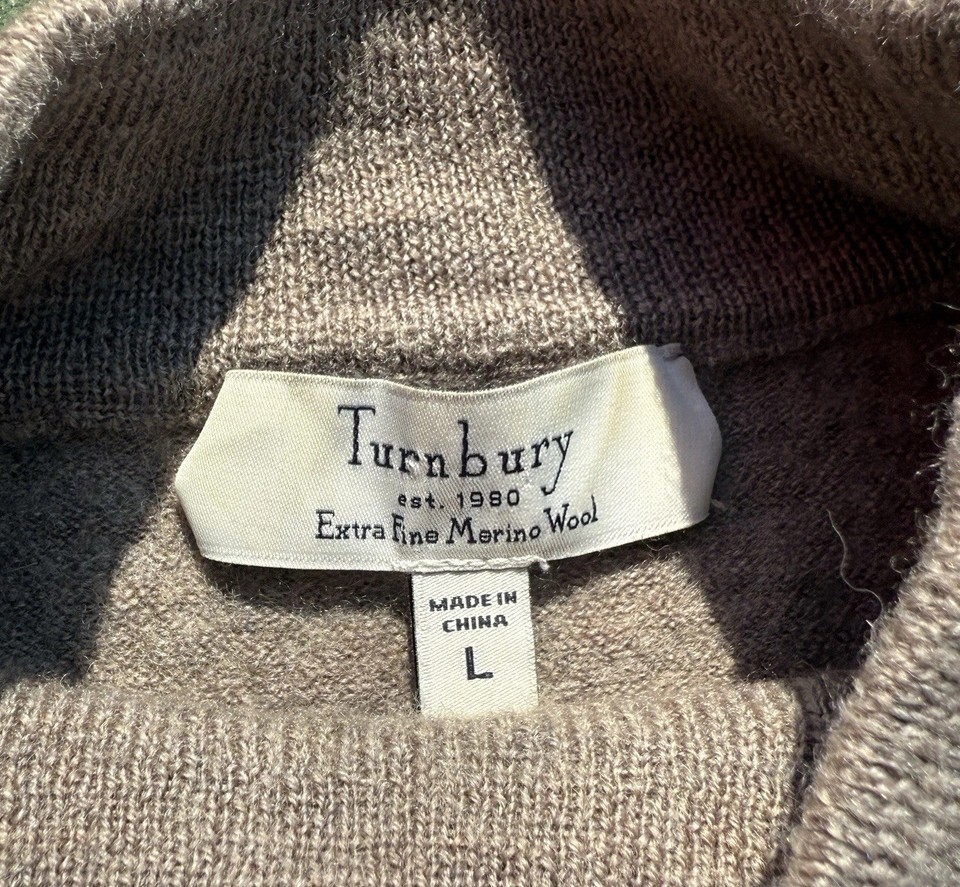 Turnbury Mock Neck Extra Fine Merino Wool Sweater Brown Size L A5 | eBay