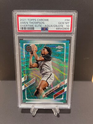Amen Thompson 2021 Topps Chrome Overtime Elite AQUA /199 PSA 10 LOW POP ...