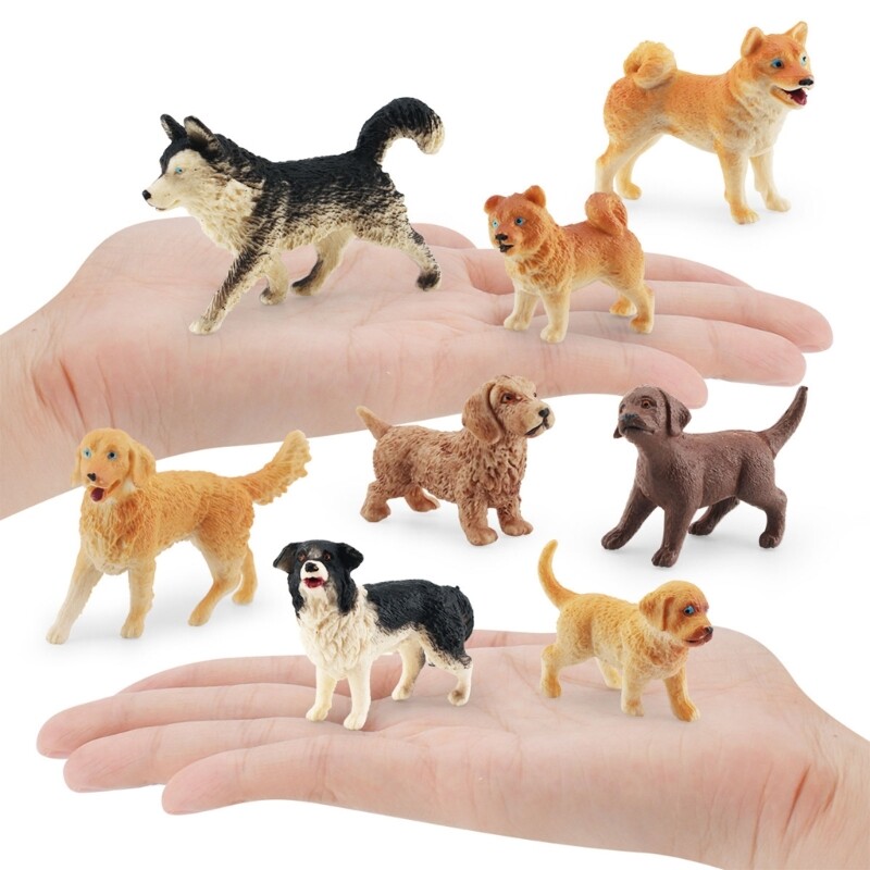 Mini Dog Figurines, 8PCS Realistic Puppy Figures Playset Dog Figures ...