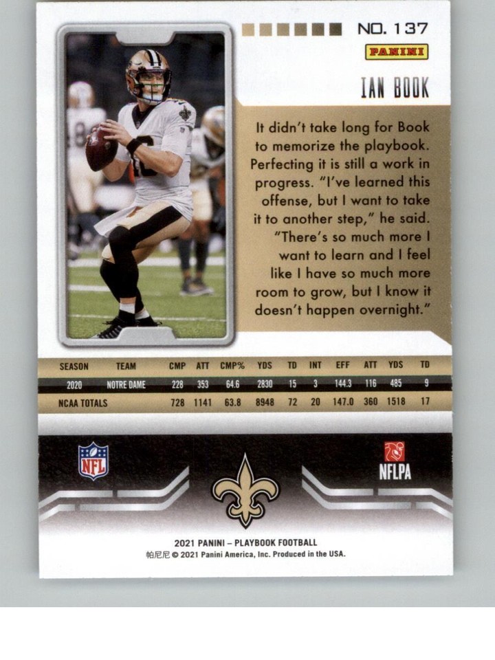 2021 Panini Playbook Ian Book 137 RC New Orleans Saints | eBay