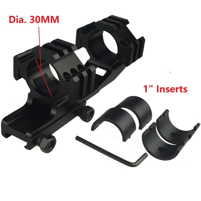 30mm Dual Ring Cantilever Scope Mount With 1" Inserts Picatinny Top and ...