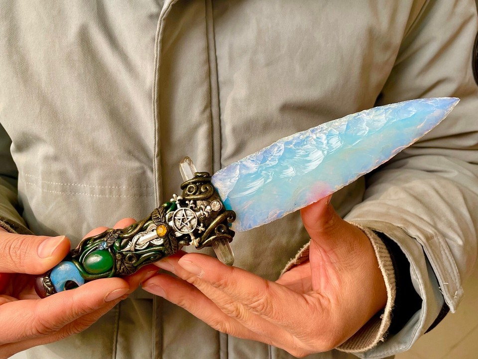 Rare CUSTOM Handmade Wiccan Pagan Ceremonial Opal Knife Dagger 9.8" | eBay