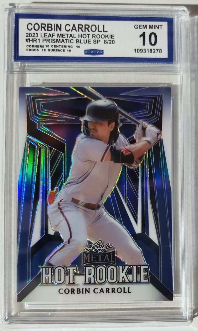 Corbin Carroll RC 8/20 Graded CCG Gem Mint 10 2023 Leaf Metal Blue ...