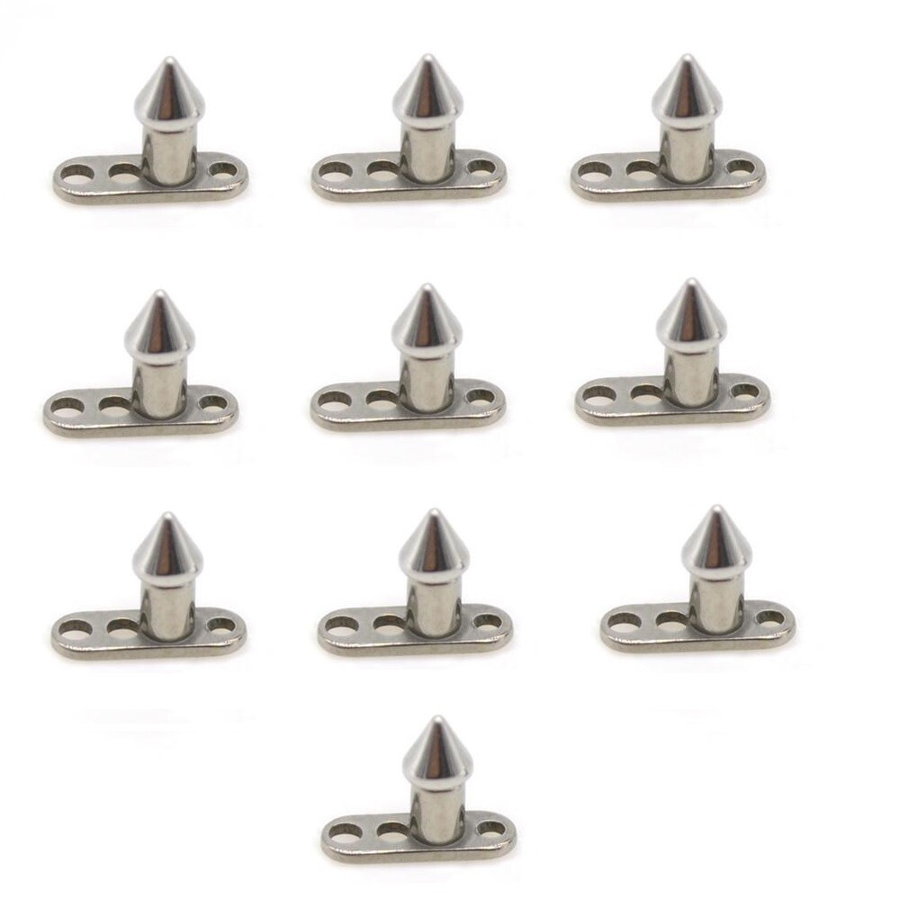 20PC Spike End 3mm Internally Threaded Dermal Base with Anchor-10 Top ...
