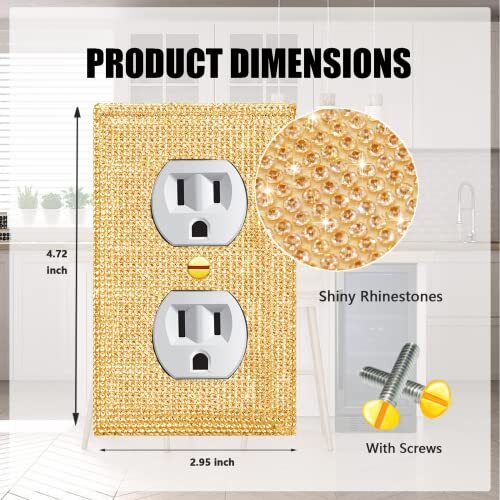 4 Pcs Shiny Silver Golden Wall Plate Cover Decorative Light Switch ...