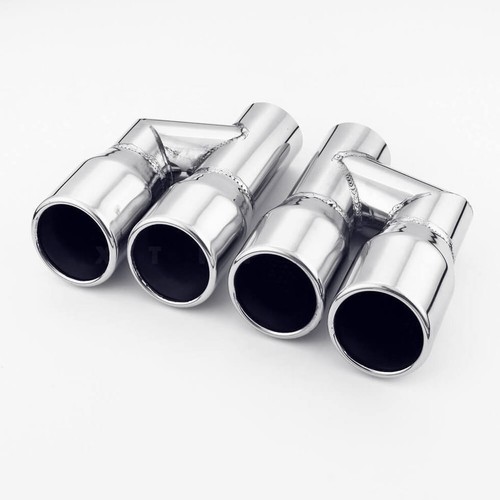 Offset Pipe Design QUAD 3 inch Out Stainless Exhaust Tips 2.25 inch In ...