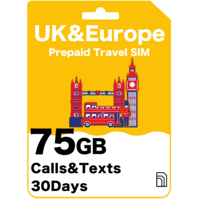 UK&Europe Travel SIM Card 50GB Data EU 12GB Data + Unlimited Talk for ...