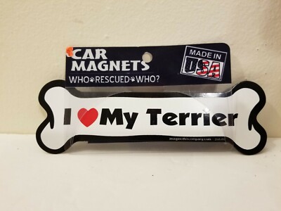 I Love My Terrier Dog Bone Car Magnet - 2x7 Dog Bone Auto Truck Decal ...