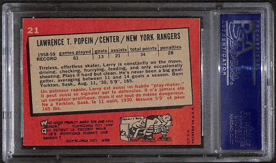 1959 Topps #21 Larry Popein PSA 7 NM C91937 | eBay