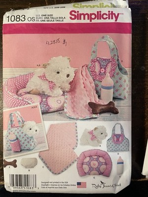 Simplicity 1083 Sewing Pattern Stuffed Plush Puppy Dog/Toy/Carrier/Bed ...