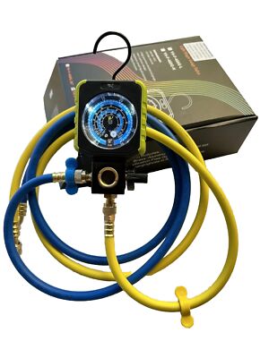 HVAC Single Gauge Valve Manifold Low Charging Gauge With Hoses | eBay