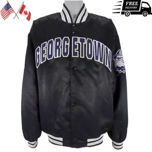 Men's The Villa Georgetown Hoyas Team Gray and Black Bomber Varsity ...