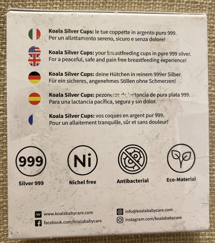 Koala Babycare The Original Nursing Cups Pure 999 Silver - Made in ...