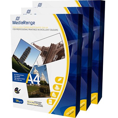 300 sheets Mediarange 135 gsm gloss A4 Inkjet Photo Paper MRINK107 ...