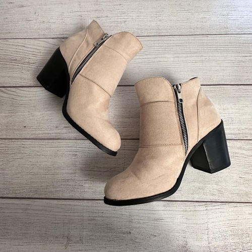 Torrid Ankle Boots Blush Pink Faux Suede Buckles Zipper Chunky Heels ...