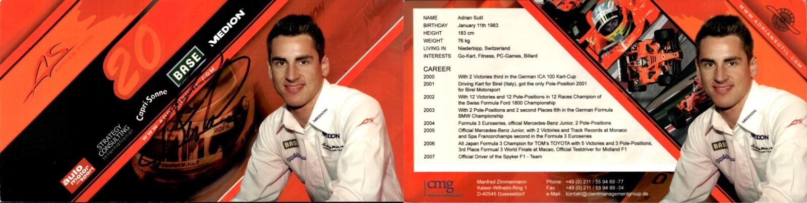Adrian Sutil Formula 1 Spyker F1 Team Autograph Postcard Motorsport | eBay