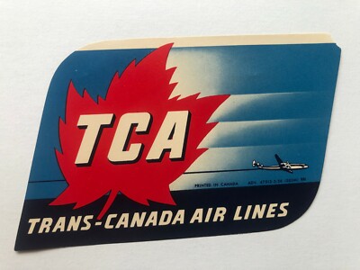 1956 TCA Trans Canada Airlines Luggage / Baggage Label | eBay