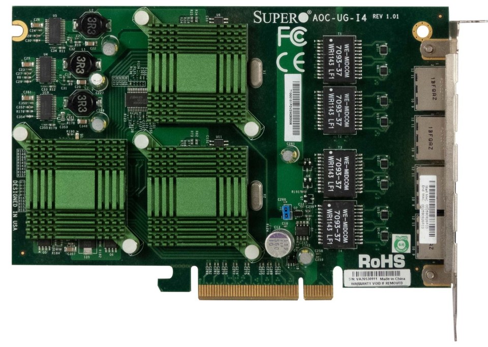 Network Card SUPERMICRO AOC-UG-I4 4-Port Gigabit PCI-Ex8 100/1000Mbps ...