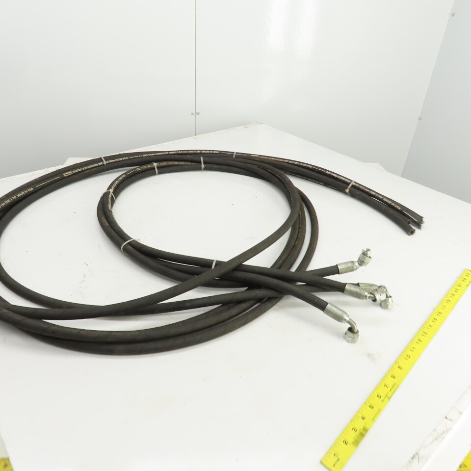 Parker 302-301-6 (4) 3/8" Hydraulic Hose ISO 1436-1/2 4750PSI 14' Long ...