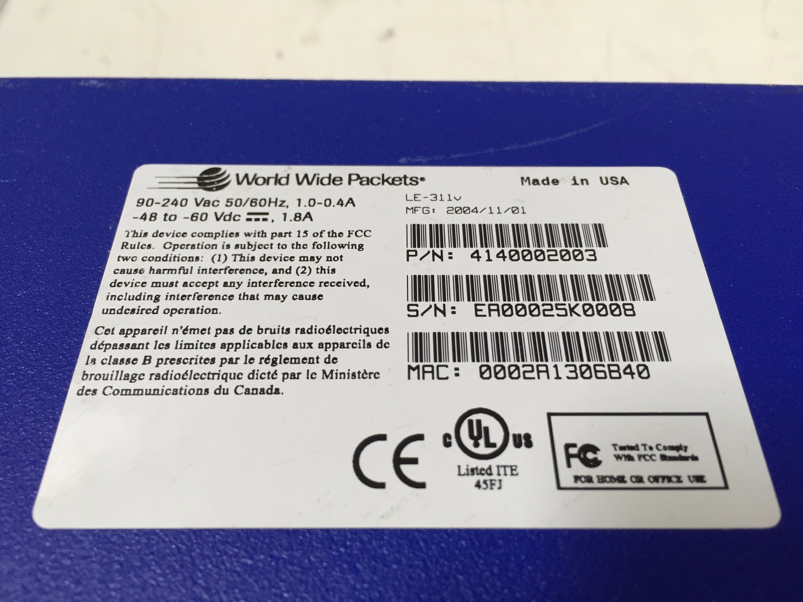 World Wide Packets LE-311v Lightning Edge 311V Ethernet Switch | eBay