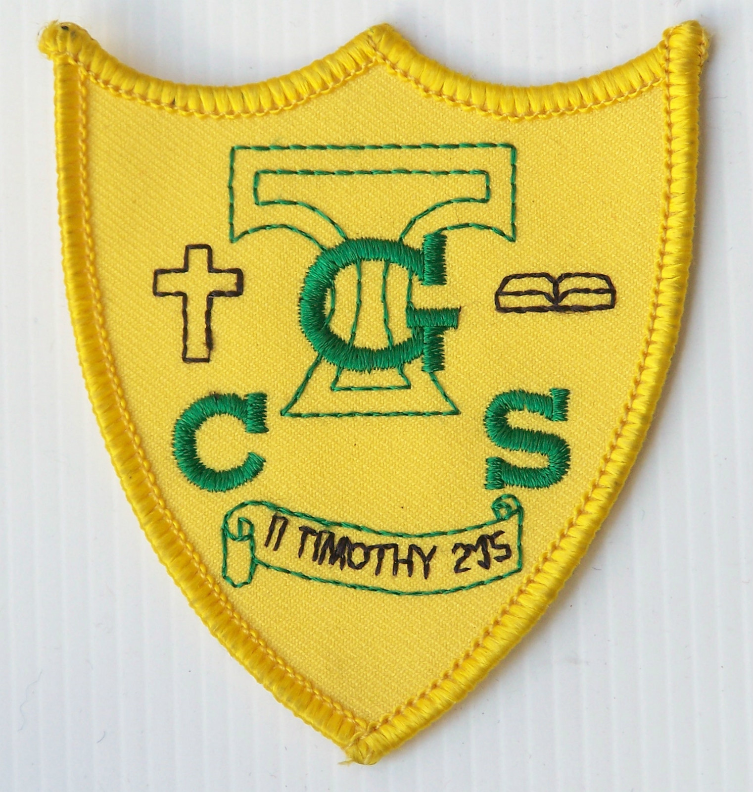 VINTAGE GCS SCHOOL CREST TIMOTHY 2.15 EMBROIDERED PATCH WOVEN CLOTH SEW ...