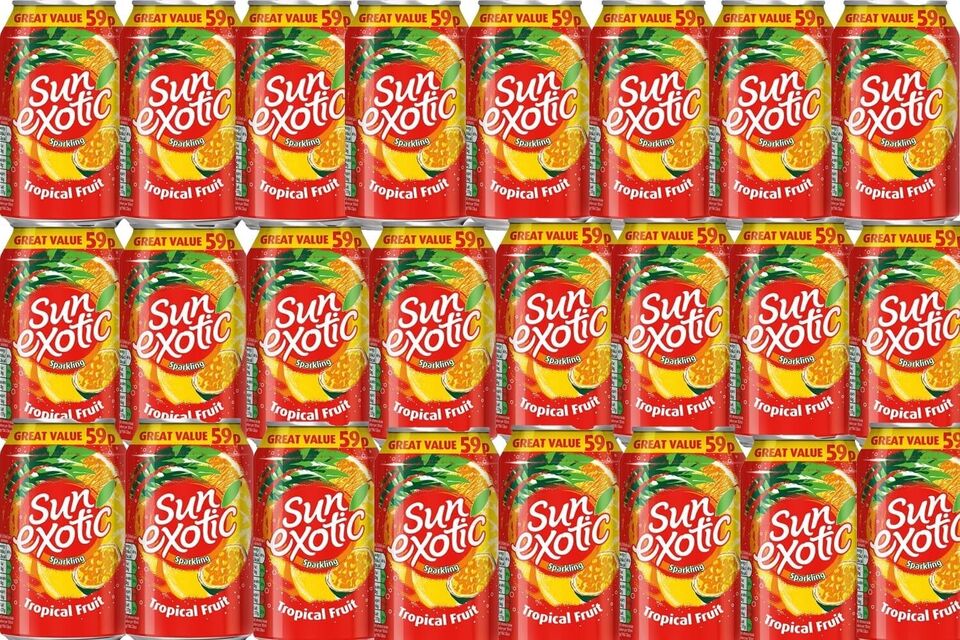 24 x Sun Exotic Sparkling Tropical Fruit 330ml Tropical Juice Summer ...