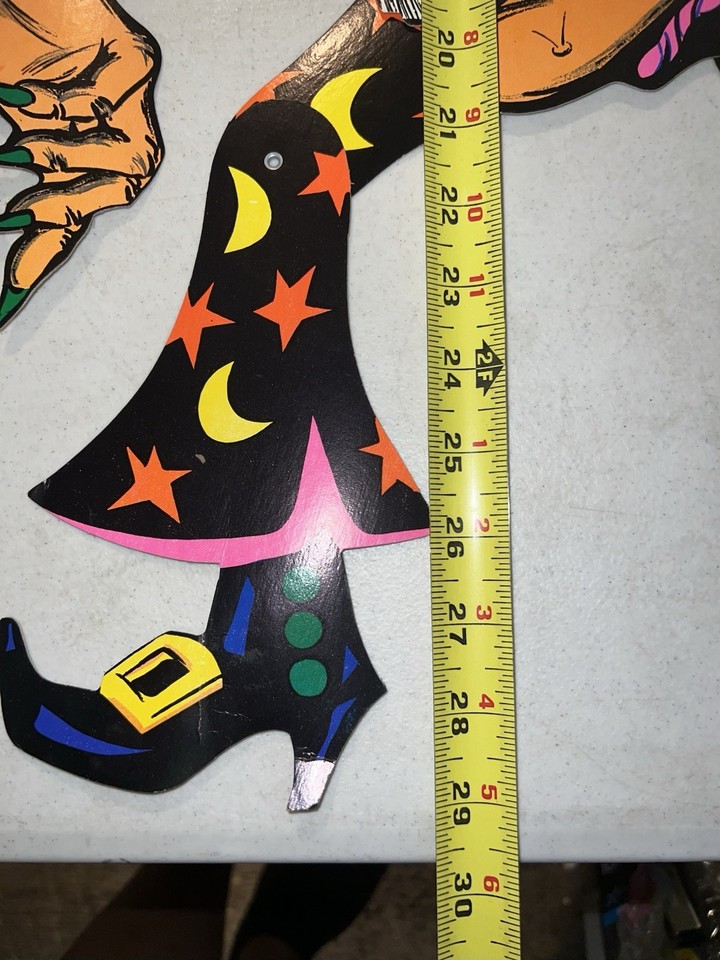 Vintage BEISTLE 30” Halloween Disco WITCH Jointed Hinged Diecut ...