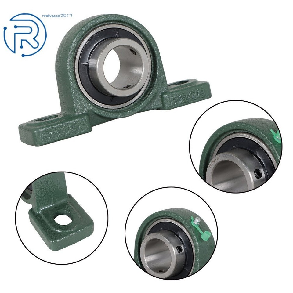 2Pack UCP208-24 Solid Base Pillow Block Bearing Self Aligning 2 Bolt 1 ...