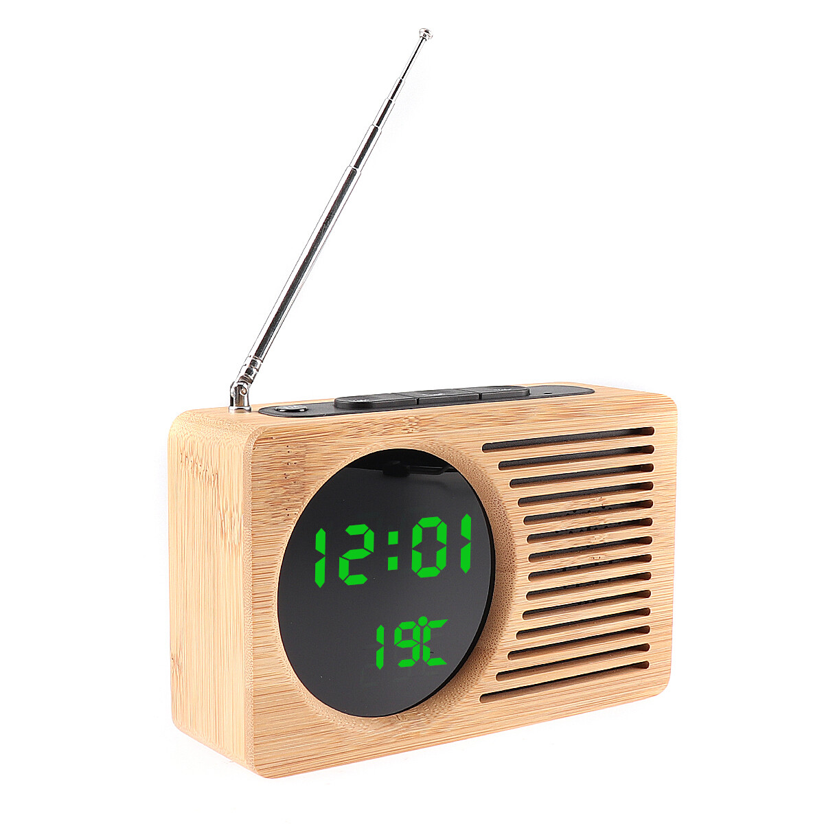 Multi-function Desktop LED Digital Alarm Clock FM Radio Wood Clock | eBay