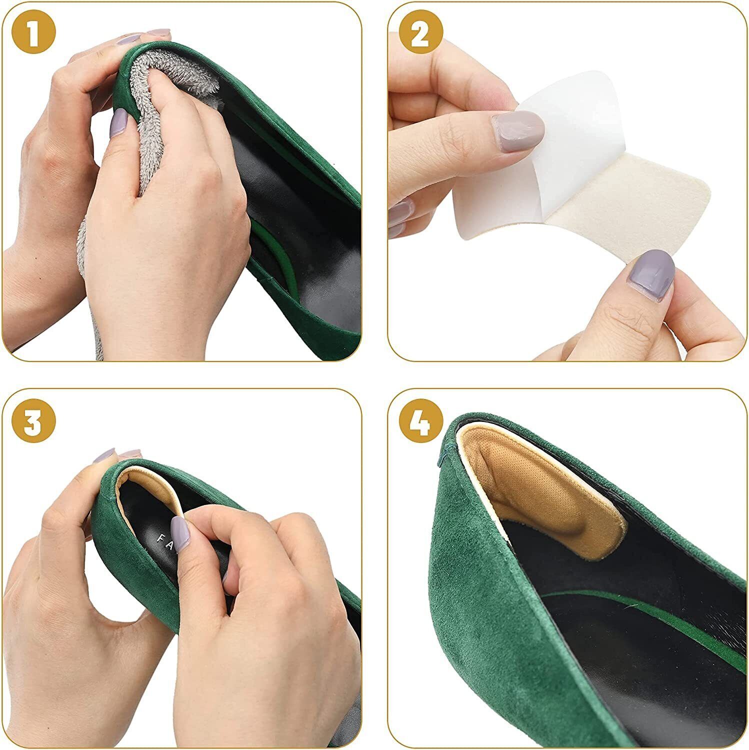 8x HEEL GRIP PADS Liner Cushion Feet Protector Self Adhesive for Loose ...