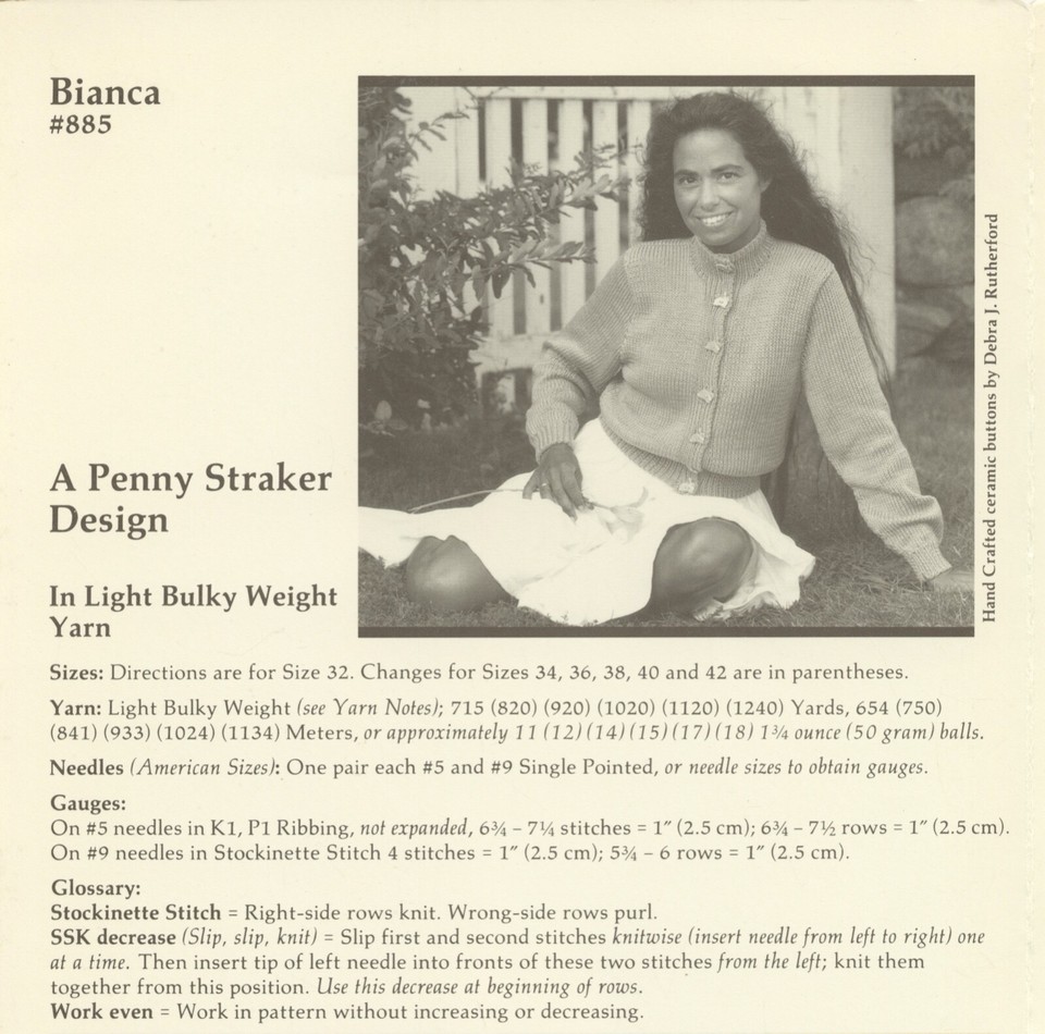 A Classic Straker Design Knitting Pattern 885 Bianca Jacket Women 32 ...