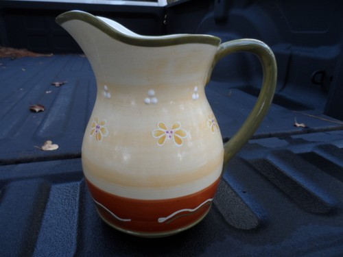 Large Inspirado Stonelite Clay Seattle 10" Water Pitcher Handpainted ...