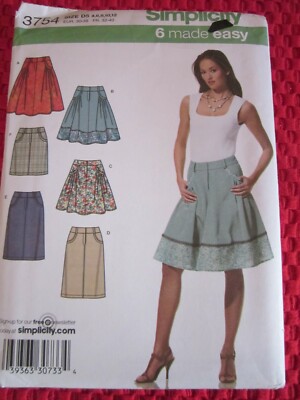 SIMPLICITY 3754 Misses' SKIRT Straight FLARED Easy Sewing Pattern SZ 4 ...