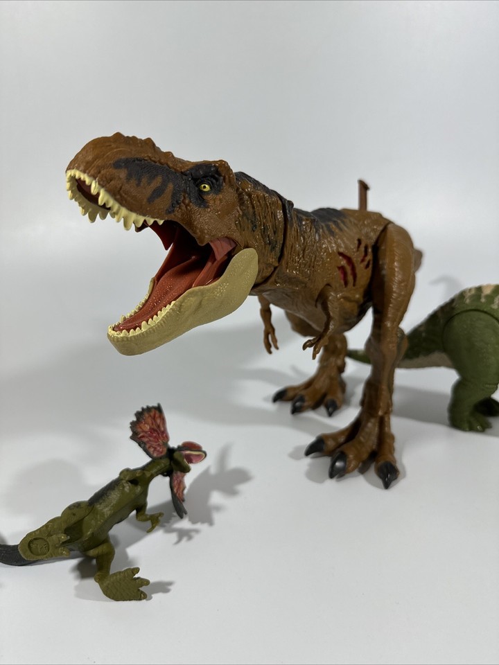 Jurassic World Extreme Battle Damage T-Rex /Si Noceratops/Dilophosaurus ...
