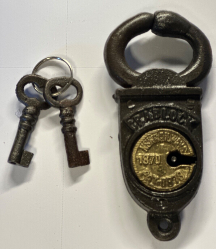 Crab Lock Padlock Key Blacksmith Collector Patina Gunsmith Man Cave ...