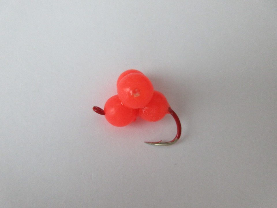 Salmon Egg Cluster for Steelhead - (Fl. Red) #1 Hook - 6 pcs - Egg Oil ...