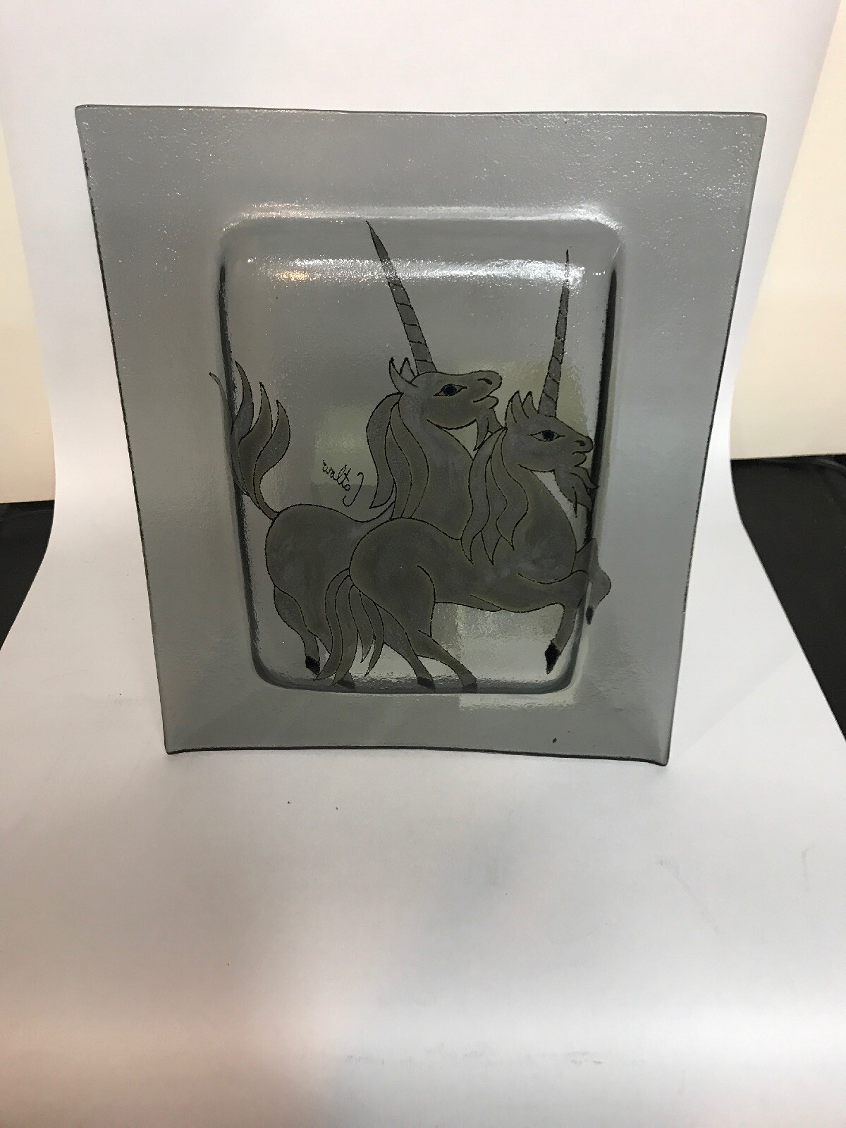 Marilyn Catlow Unicorn Glass Platter Plate Tray Signed by Artist | eBay UK