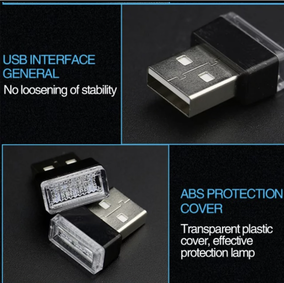 1x USB LED Mini Car Light Neon Atmosphere Ambient Bright Lamp Light ...