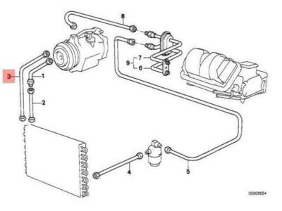 BMW E30 CONVERTIBLE COUPE SALOON AC COOLANT LINE PIPE M 64531385359 NO ...