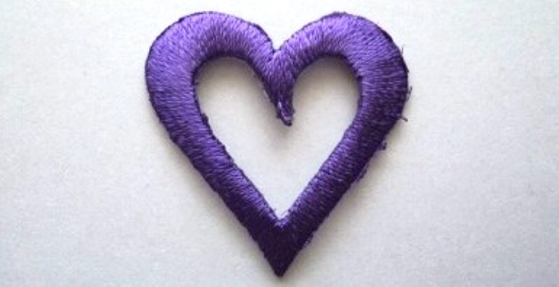 Purple Open Heart 1" Embroidered Iron On Patch/Applique EA-68 | eBay