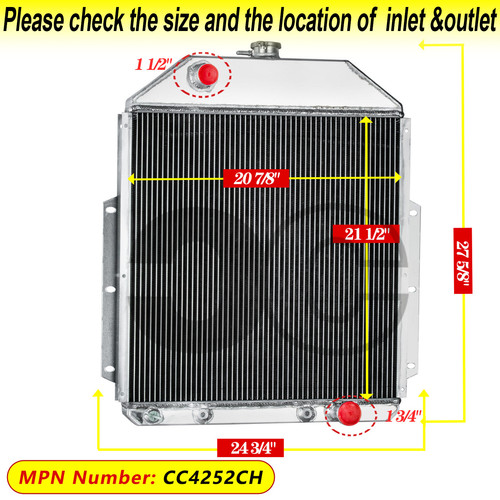 4-Core Aluminum Radiator For Ford F-Series F1 F2 F3 Pickup Truck Chevy ...