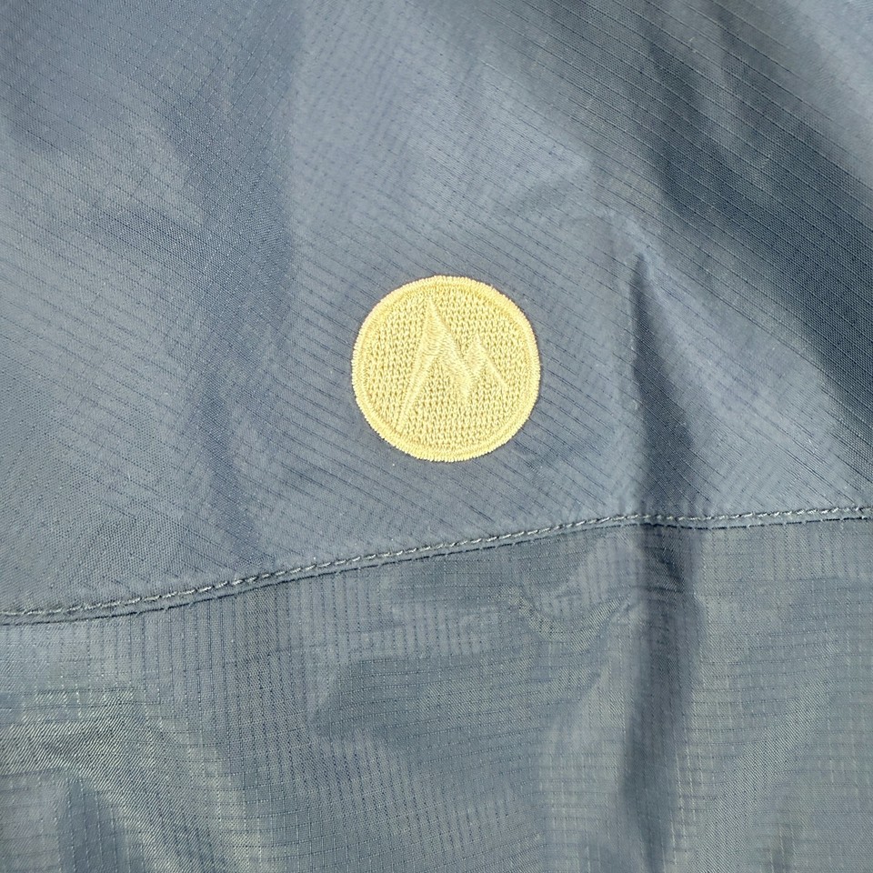 Marmot Jacket Mens XL Blue PreCip Eco Hooded Full Zip Nylon Rain ...