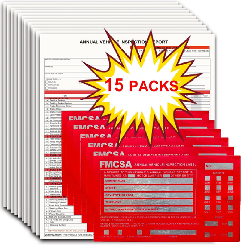 15 Packs Dot Inspection Forms and Stickers, Annual Vehicle Inspection ...