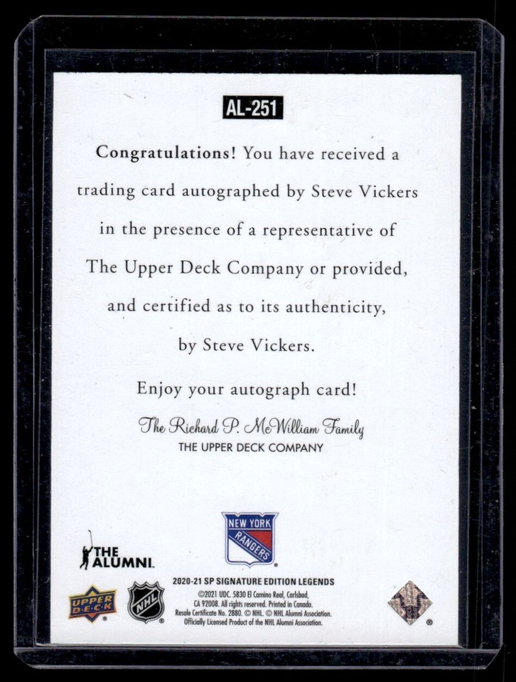 2020-21 UD Ultimate Collection SP Signature Edition Legends Steve ...