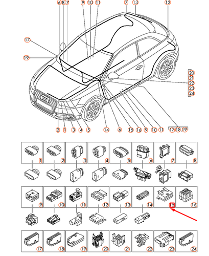 NEW AUDI A1 MK1 DIAGNOSTIC PLUG FLAT CONTACT HOUSING 16 PIN 3A0972695A ...