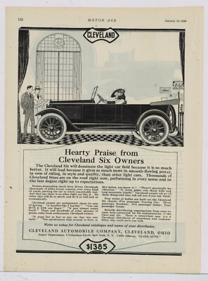 1920 Cleveland Automobile Co. Ad: Cleveland Six - Hearty Praise ...
